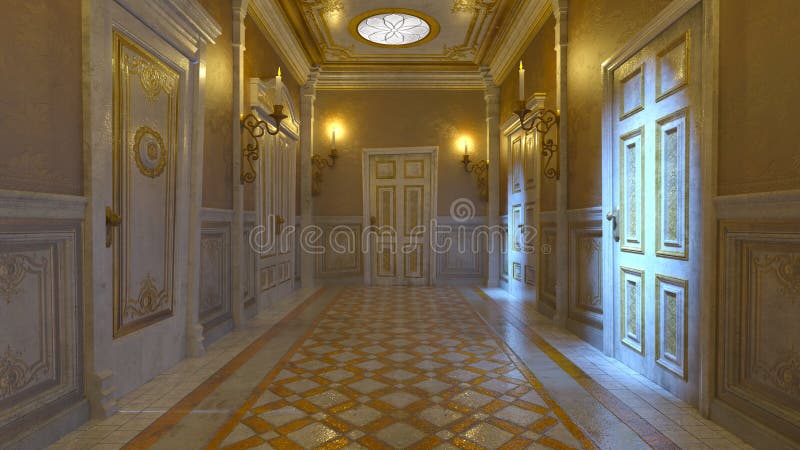 3D Rendering of Building Hallway Stock Illustration - Illustration of ...