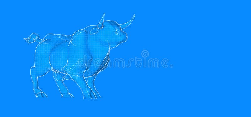 3d Rendering of a Bull Hologram Against a Blue Background Stock ...