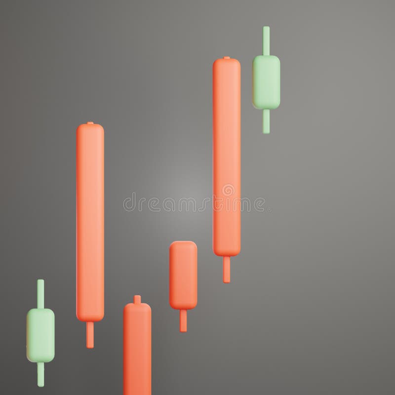 3d Rendering of Bullish or Bearish Candlesticks Graph Chart for Trading Cryptocurrency Icon on ...