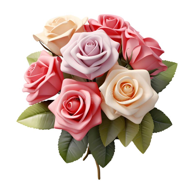3D Rendering of a Bunch of Colorful Flowers for Gift on Transparent Background - Ai Generated ...