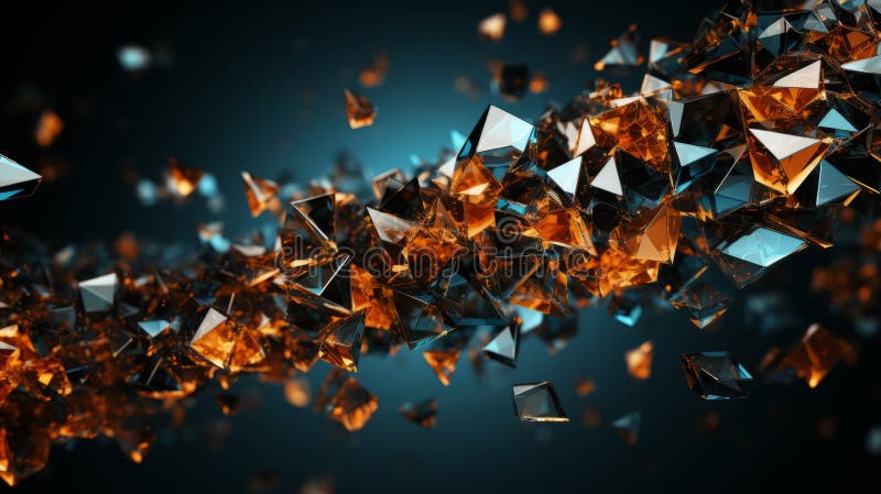 3d Rendering of a Bunch of Triangles Flying in the Air Stock ...