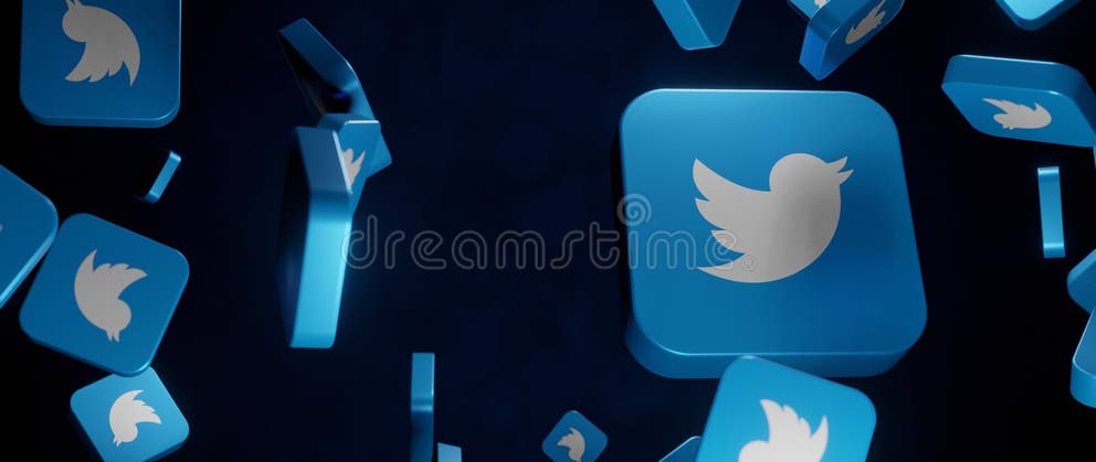 3D Rendering a Bunch of Twitter Square ,3D Rendering Editorial Image ...