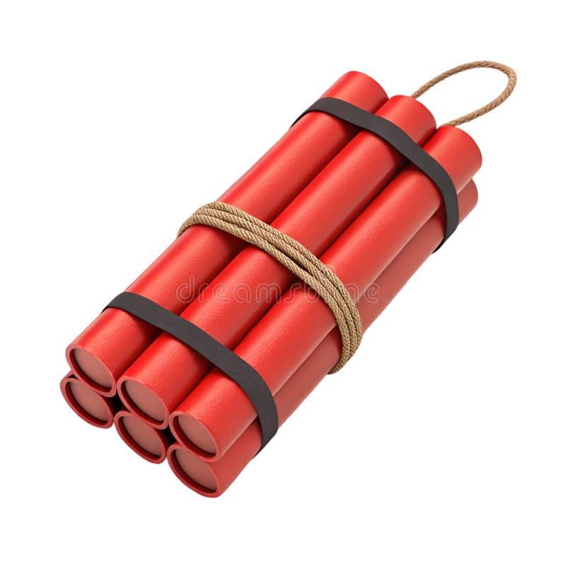 Red Dynamite Sticks Bundle 3 D Icon Isolated White Background Stock ...