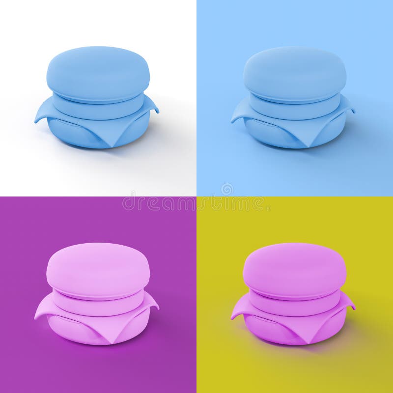 3D Rendering of a Burger Presented in Four Different Color Schemes ...