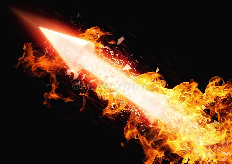 3d Rendering Burning Flame Rocket Missile Fired Stock Illustration - Illustration of bright ...