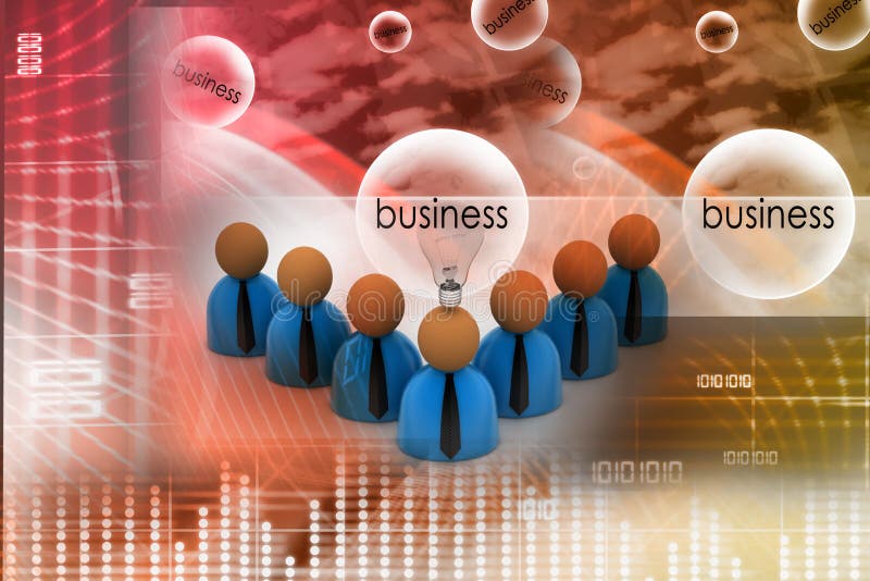 3d Rendering Business Man Icon with Bulb Stock Illustration ...