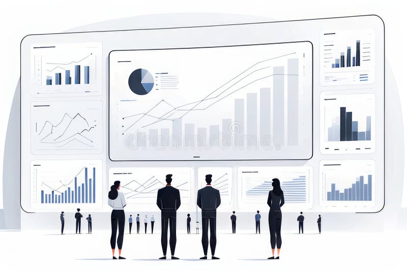 3d Rendering Business People with Laptop, Tablet Computer and Graph ...