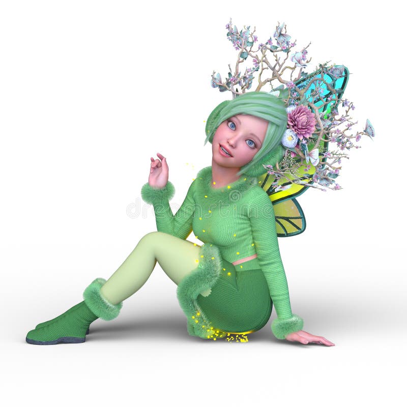 3D Rendering of a Butterfly Fairy Stock Illustration - Illustration of ...
