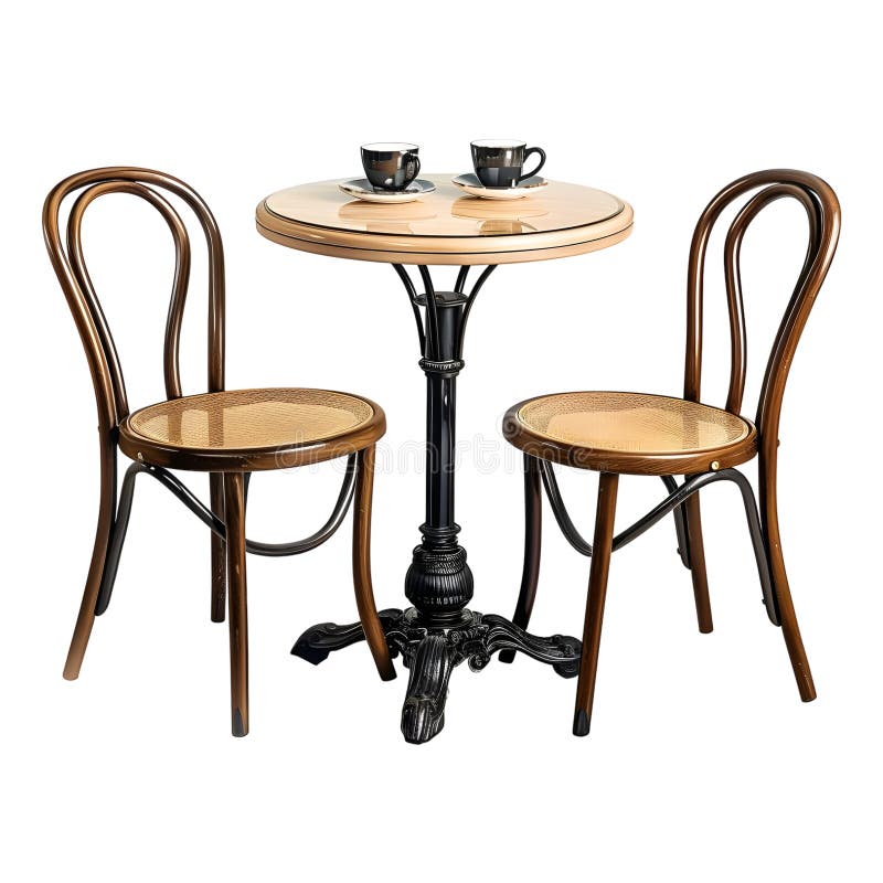 3D Rendering of a Cafe Chair and Table on Transparent Background - Ai ...