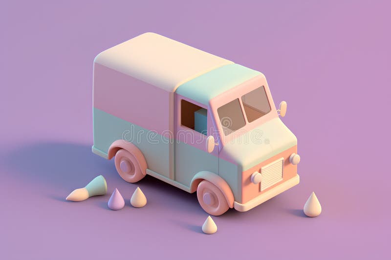 3d Rendering of a Camper Van in Pastel Colors. Stock Illustration ...