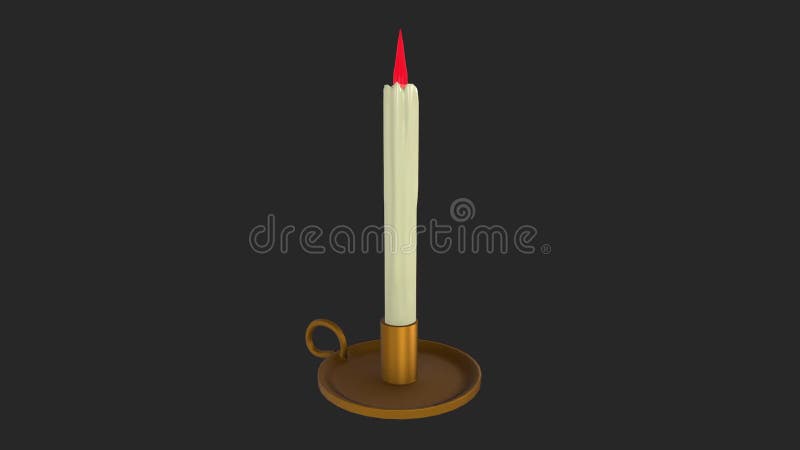 3D Rendering of a Candle with a Holder Against a Dark Background Stock ...