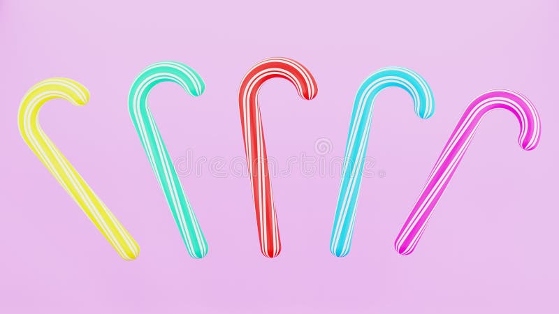 3D Rendering Candy Cane Abstract Background in Multicolor Stock ...