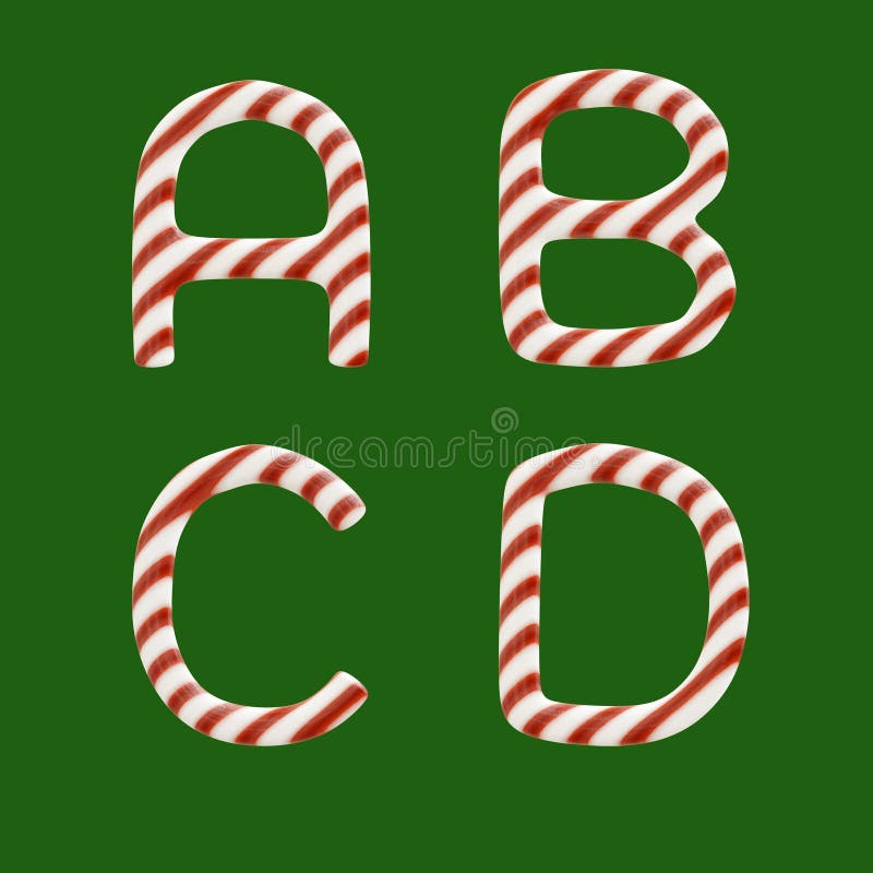Candy Cane Alphabet Letters A D Stock Illustration Illustration Of Food Stick 236813366