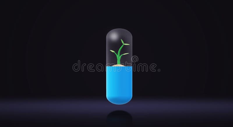 3d Rendering Capsule Tree Sapling for Medicine Content Stock ...