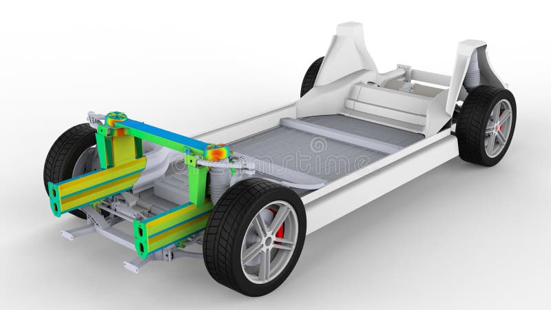 3D Rendering - Car Chassis Frame Structure Analysis Stock Illustration ...