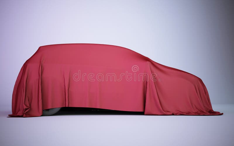 3d Rendering Car Covered with Red Velvet Stock Illustration ...