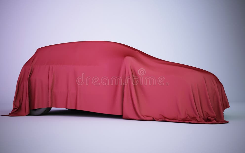 3d Rendering Car Covered with Red Velvet Stock Illustration ...