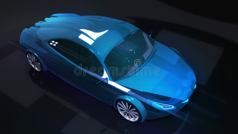 Blue Modern Speed Car on Dark Background Stock Illustration ...