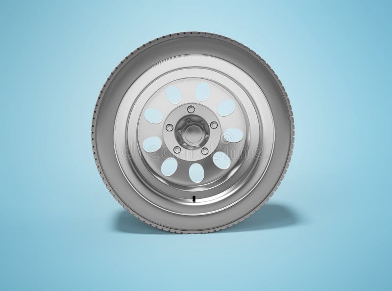 3d Rendering Car Wheel Isolated on Blue Background with Shadow Stock ...