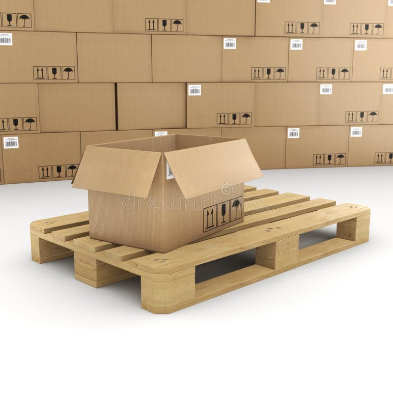 3D rendering cardboard box stock illustration. Illustration of label ...