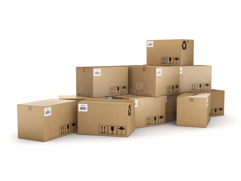 3D rendering cardboard box stock illustration. Illustration of parcel ...