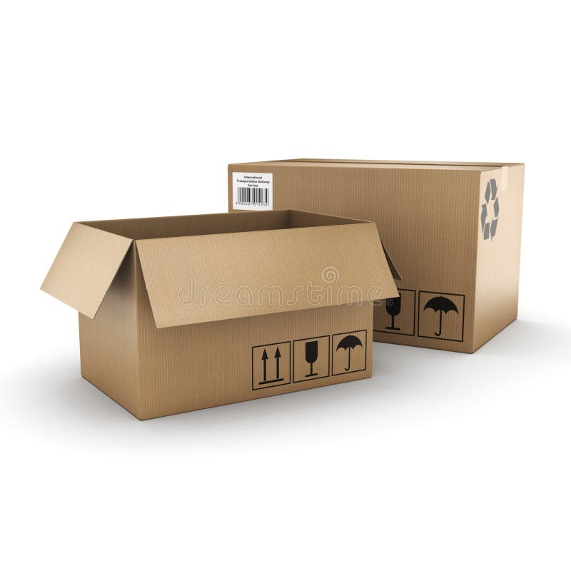 3d Rendering of Cardboard Box Lying Sidelong Full of Bent Deformed ...