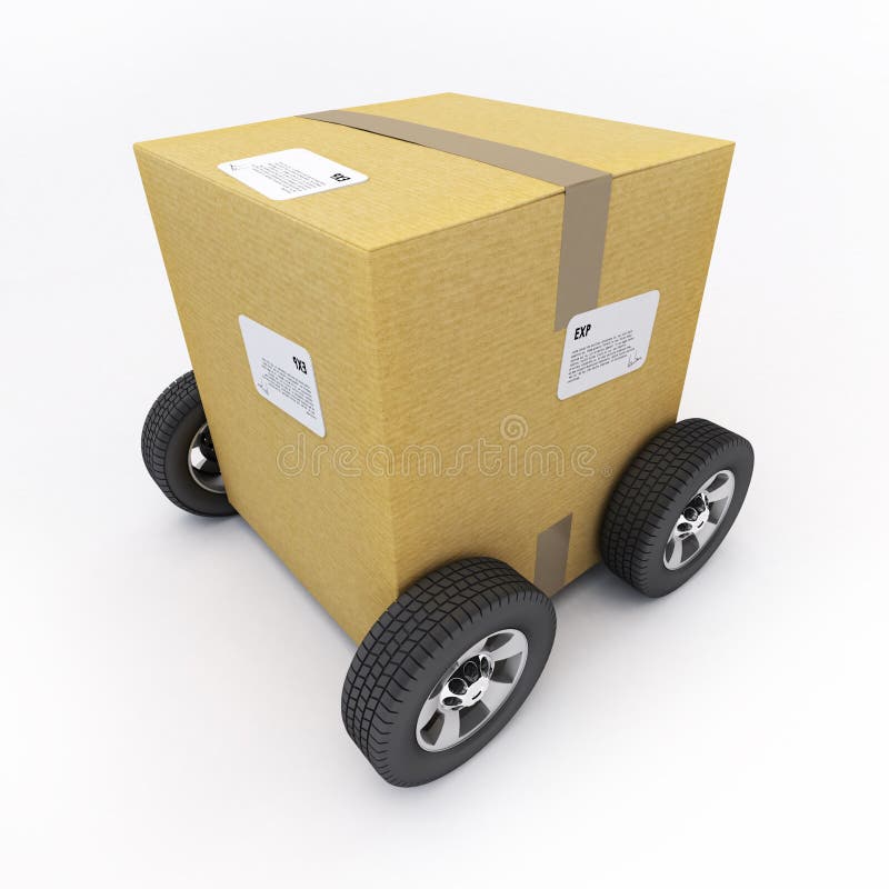 Carton on Wheels Connected To a Mouse Stock Illustration - Illustration ...