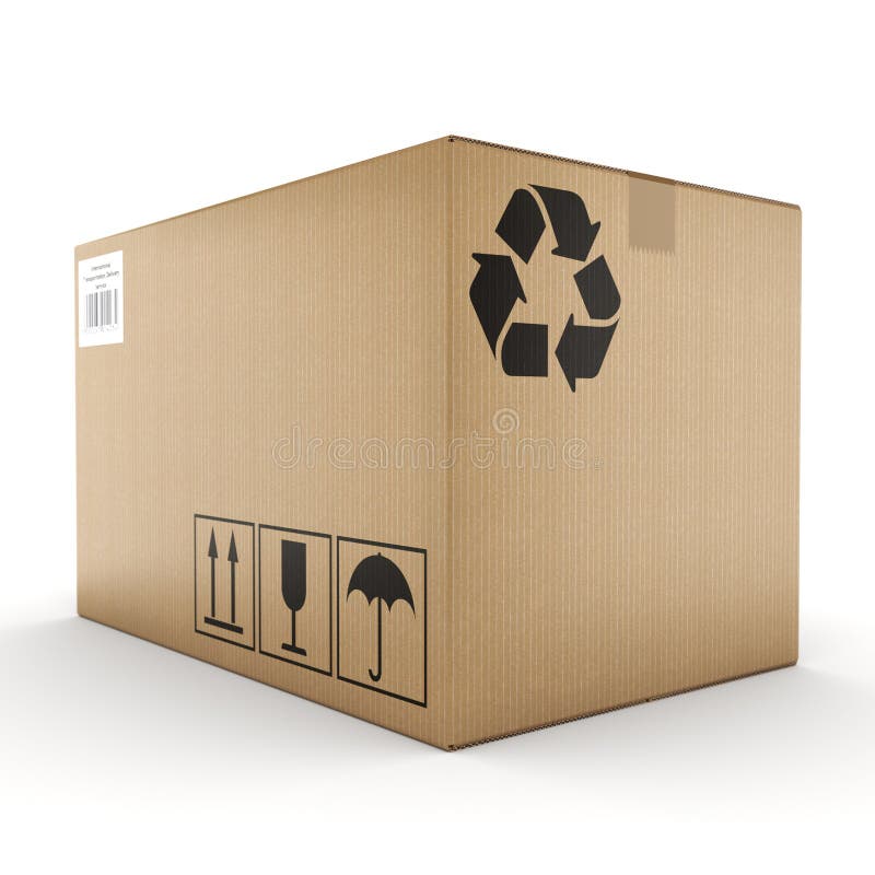 3D rendering cardboard box stock illustration. Illustration of parcel ...