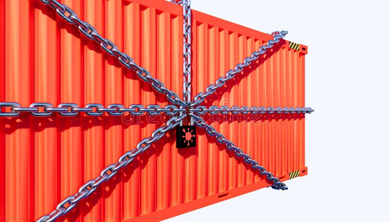 3d Cargo Container Lockdown Stock Illustration - Illustration of index ...