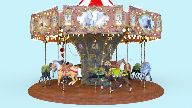 3D Rendering of the Carousel Stock Illustration - Illustration of date ...