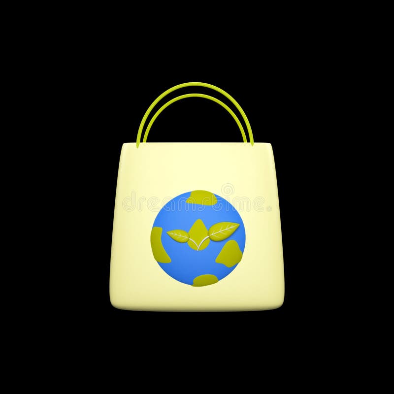 3D Rendering of Carry Bag Element on Black Stock Illustration ...