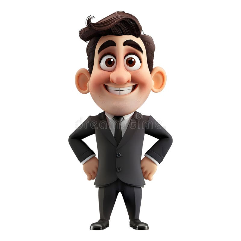 3D Rendering of a Cartoon of Businessman Standing on Transparent ...