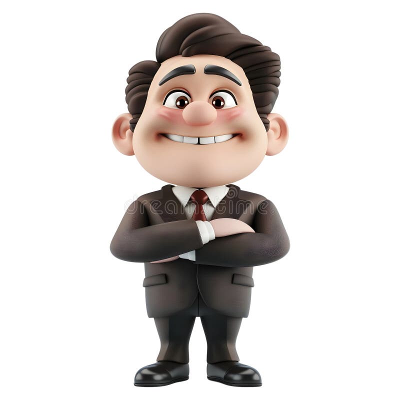 3D Rendering of a Cartoon of Businessman Standing on Transparent ...