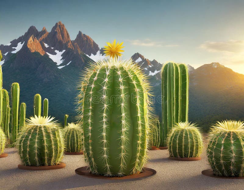 3d Rendering Cartoon of Cacti with Friendly Face - Generated by Ai ...