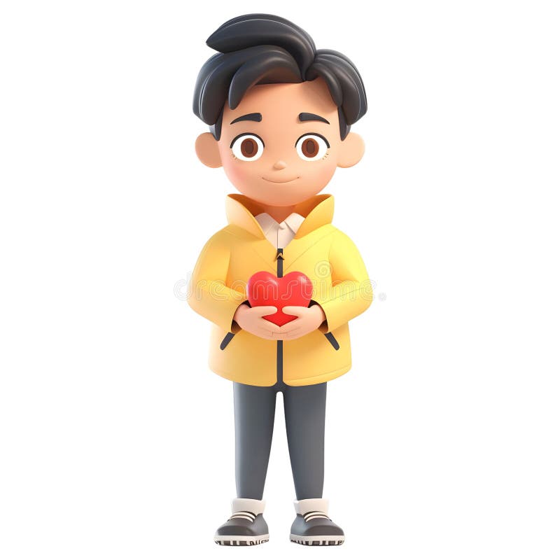 3D Rendering of a Cartoon of Cute Young Girl Standing on Transparent ...