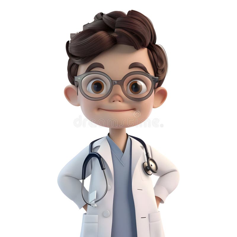 3D Rendering of a Cartoon of Doctor with Stethoscope Standing on ...