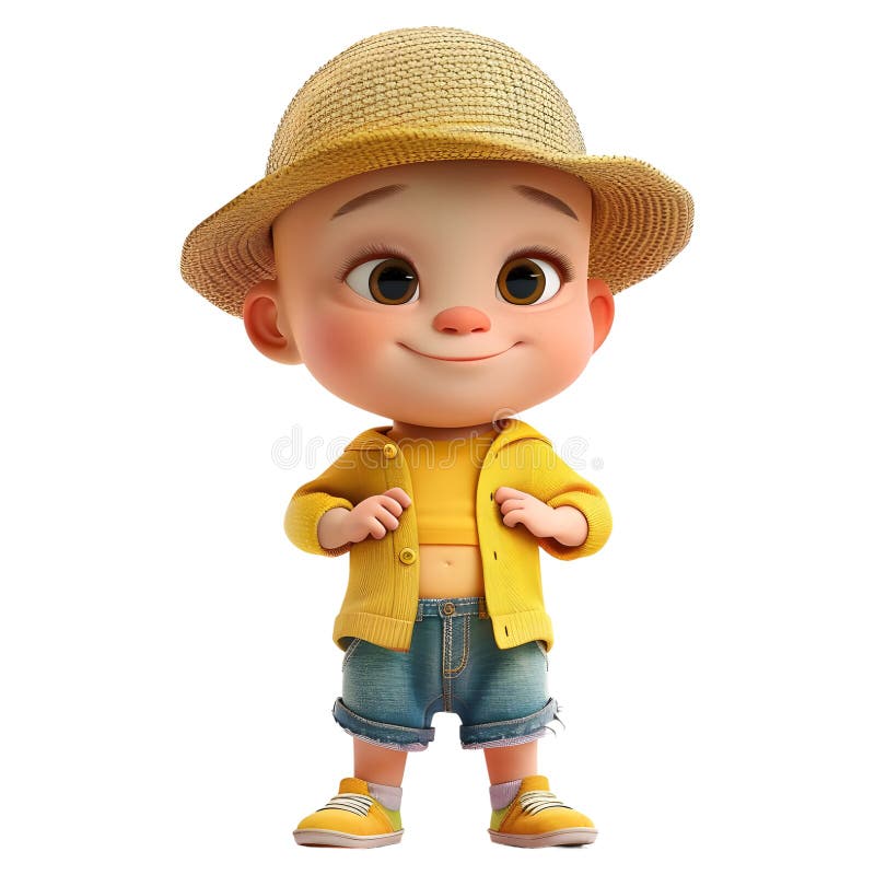 3D Rendering of a Cartoon of Little Baby Standing on Transparent ...