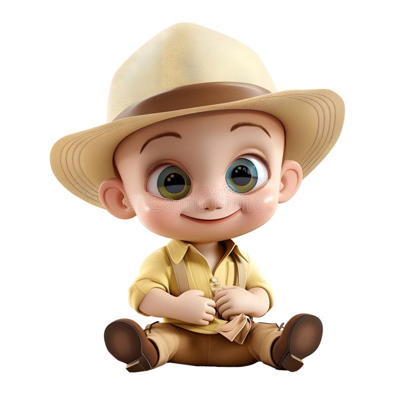 3D Rendering of a Cartoon of Little Baby Standing on Transparent ...