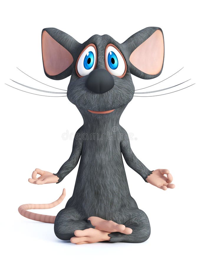 3D Rendering of a Cartoon Mouse Doing Yoga Stock Illustration ...