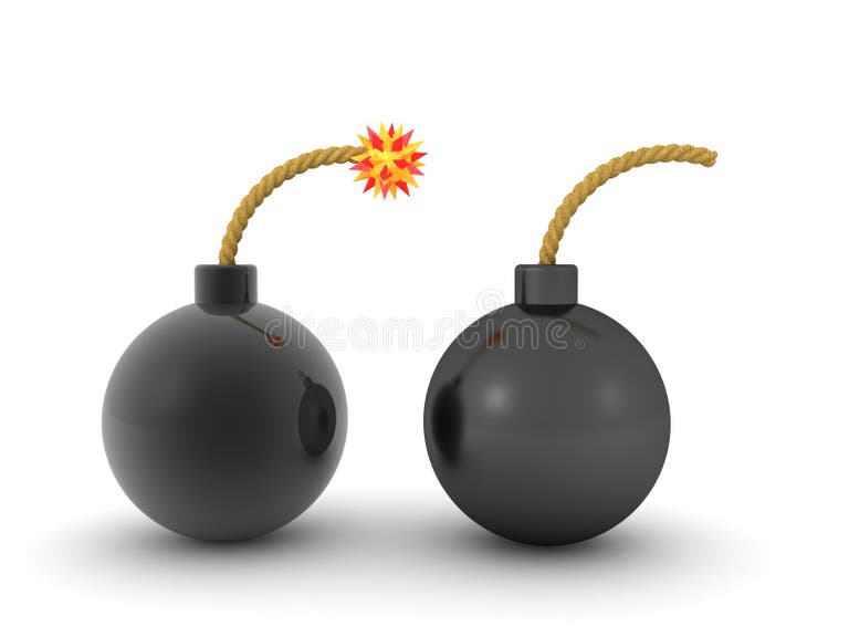 3D Rendering of Cartoon Two Bombs Stock Illustration - Illustration of explosion, isolated ...