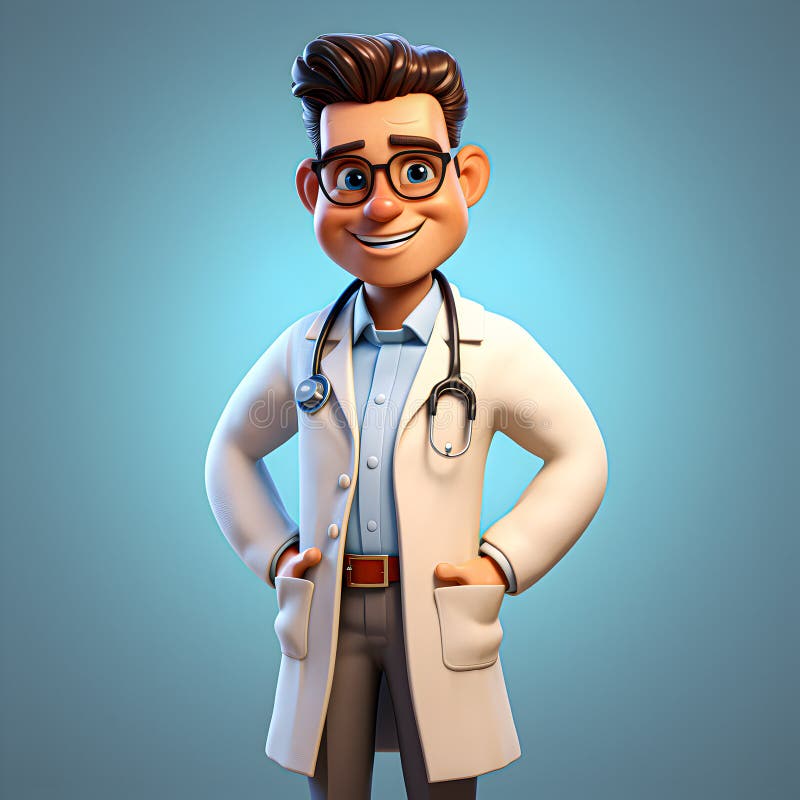 3d Rendering of Cartoonish Male Doctor Character Stock Illustration ...