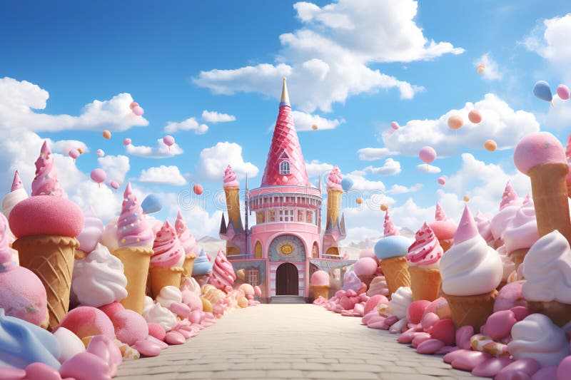 3D Rendering of the Castle in the Fantastic Colorful Candyland 3 Stock ...