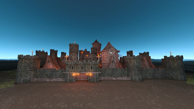 3D rendering of Castle stock illustration. Illustration of buildings ...