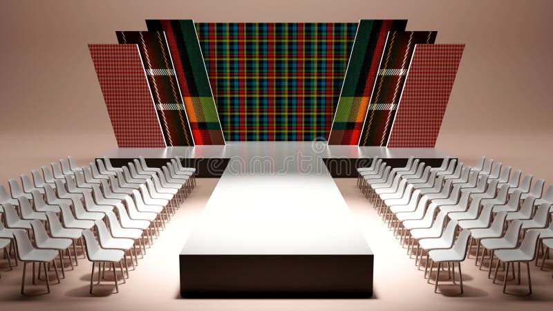 3d Rendering of Catwalk Fashion Empty Runway with Modern Pattern ...