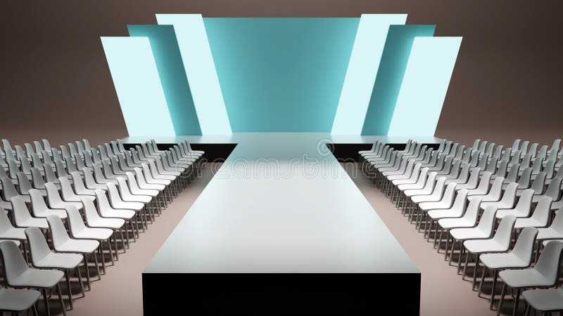 3d Rendering of Catwalk Fashion Empty Runway with Modern Pattern ...