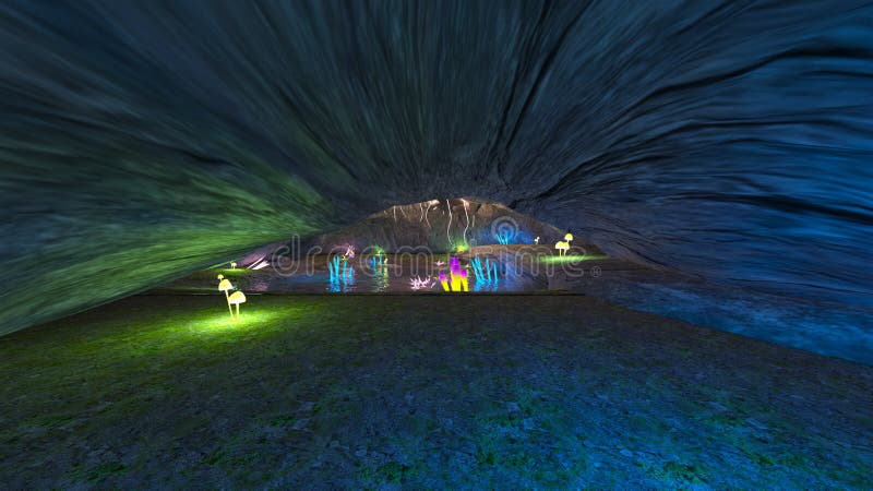3D Rendering of in the Cave Stock Illustration - Illustration of cave ...
