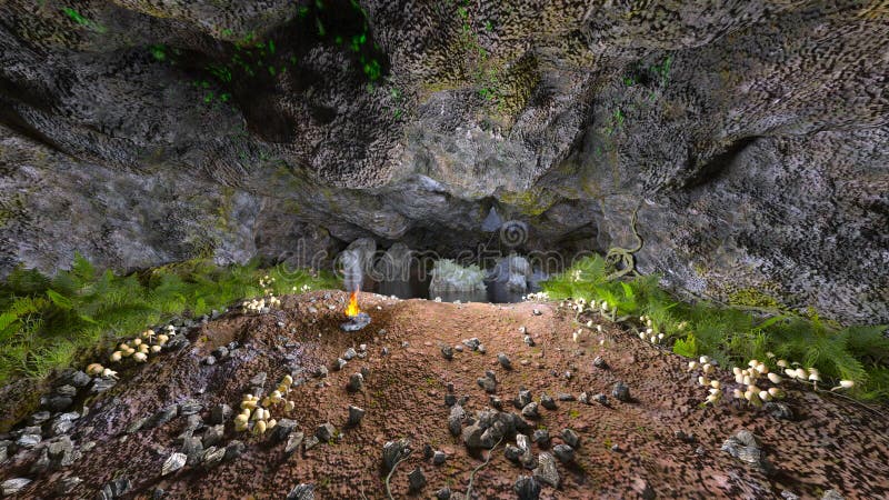 3D rendering of the cave stock illustration. Illustration of history ...