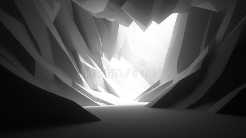 A 3D Rendering of a Cave with a Bright Light at the End. Stock ...