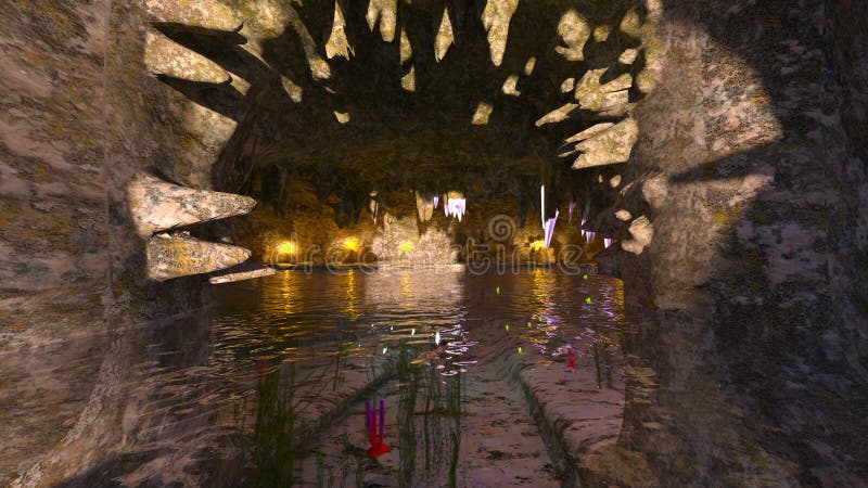 3D Rendering of in the Cave Stock Illustration - Illustration of ...