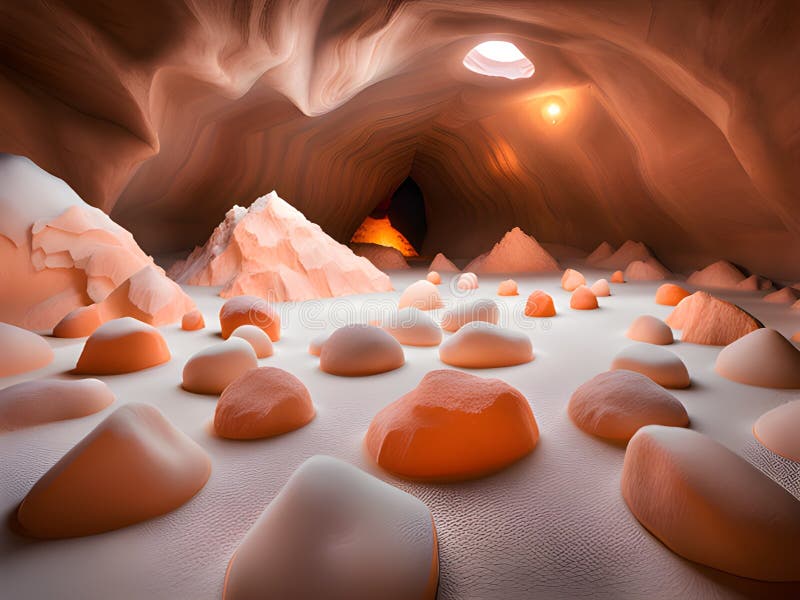 3d Rendering, Cave with Rocks and Mountains Background Stock ...